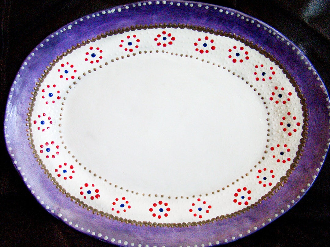 Paper Mache Platter, Handpainted Dishes, Purple Whimsical Platters ...