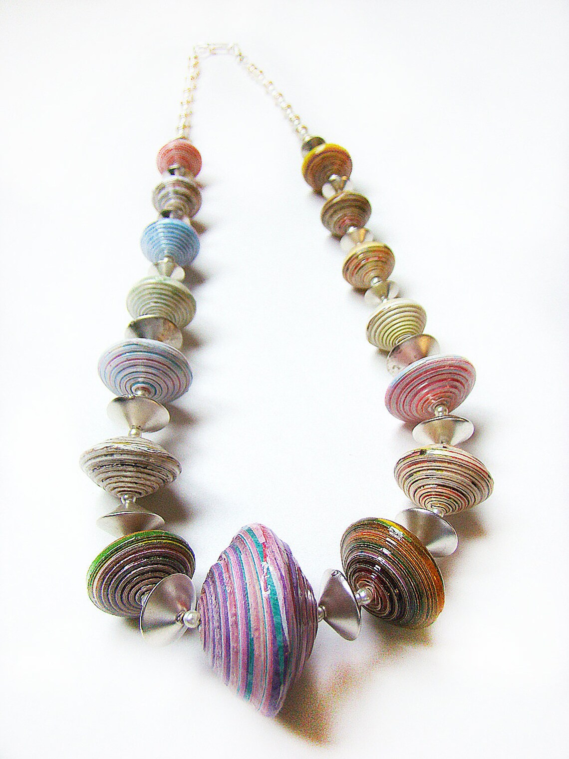 Chunky Paper Bead Necklace, Beaded Necklace, Statement Necklaces, Paper ...