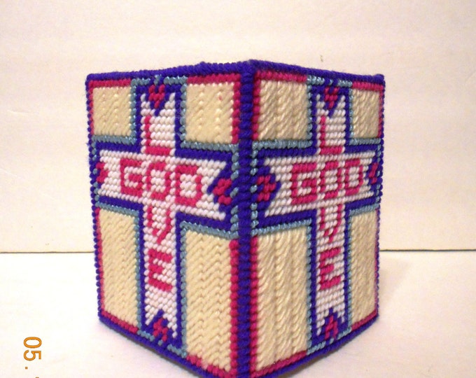Love God, Religious, God, Tissue Box Cover, Plastic Canvas, Kleenex - Etsy