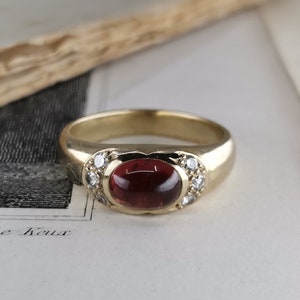 Vintage German 18k Gold Tourmaline & Diamond Ring Unisex - Etsy