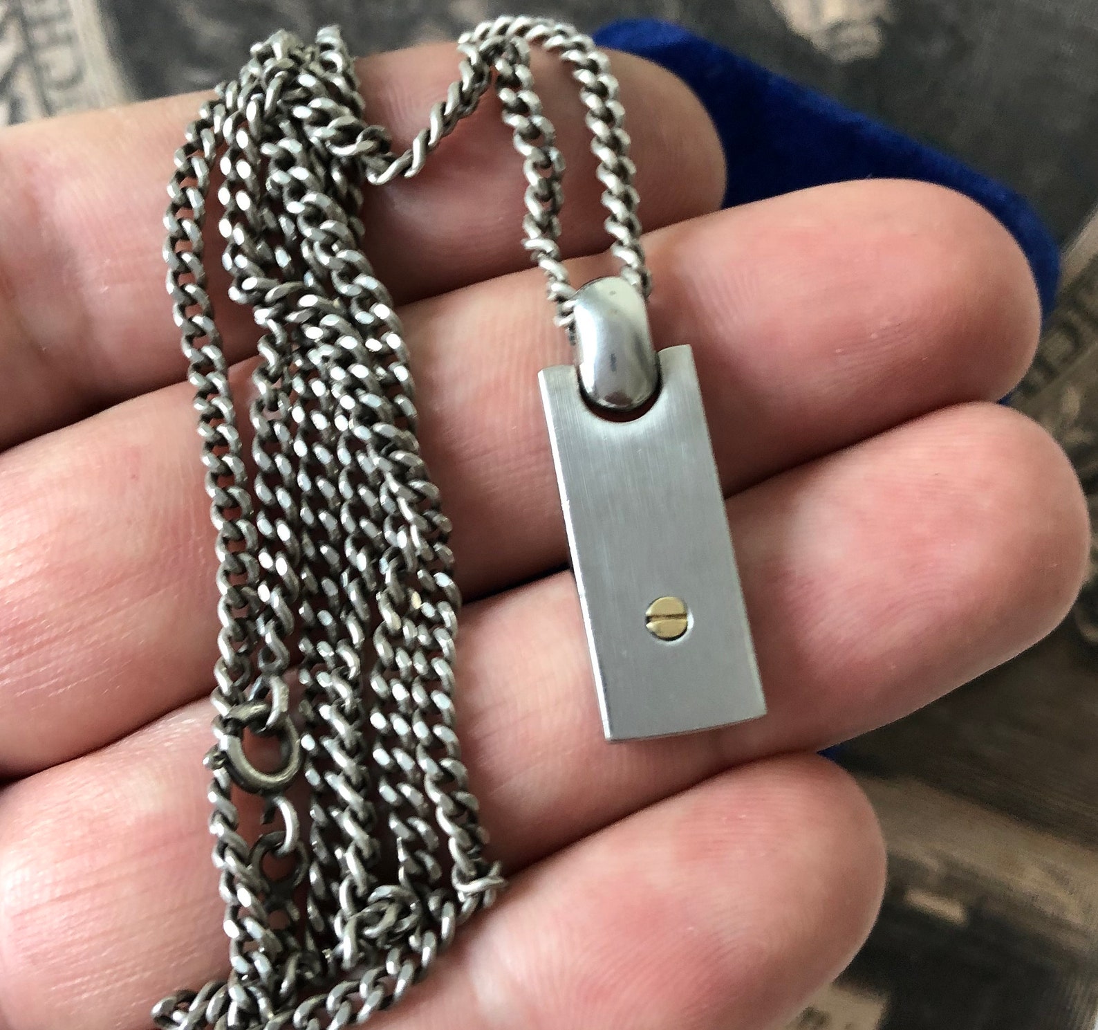 French Minimalist Square Pendant Necklace | Etsy