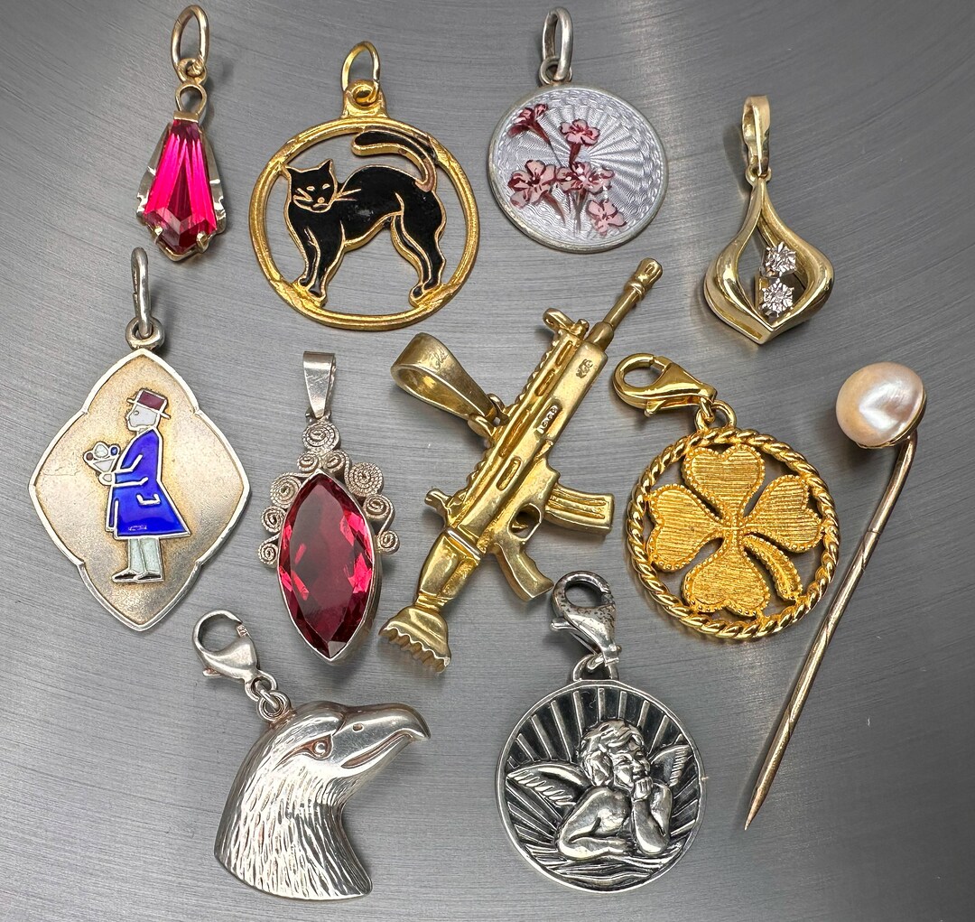 Vintage 925 Silver Machine Gun Charm, Gun Pendant, Rifle Pendant, 14k ...