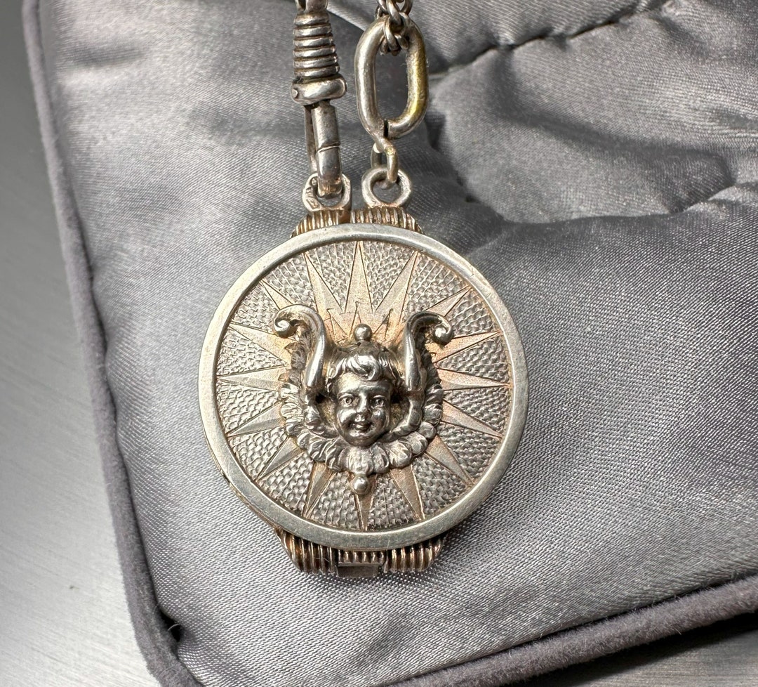 Antique German Angel Locket, Art Nouveau Medallion, Signed GAS by Georg ...