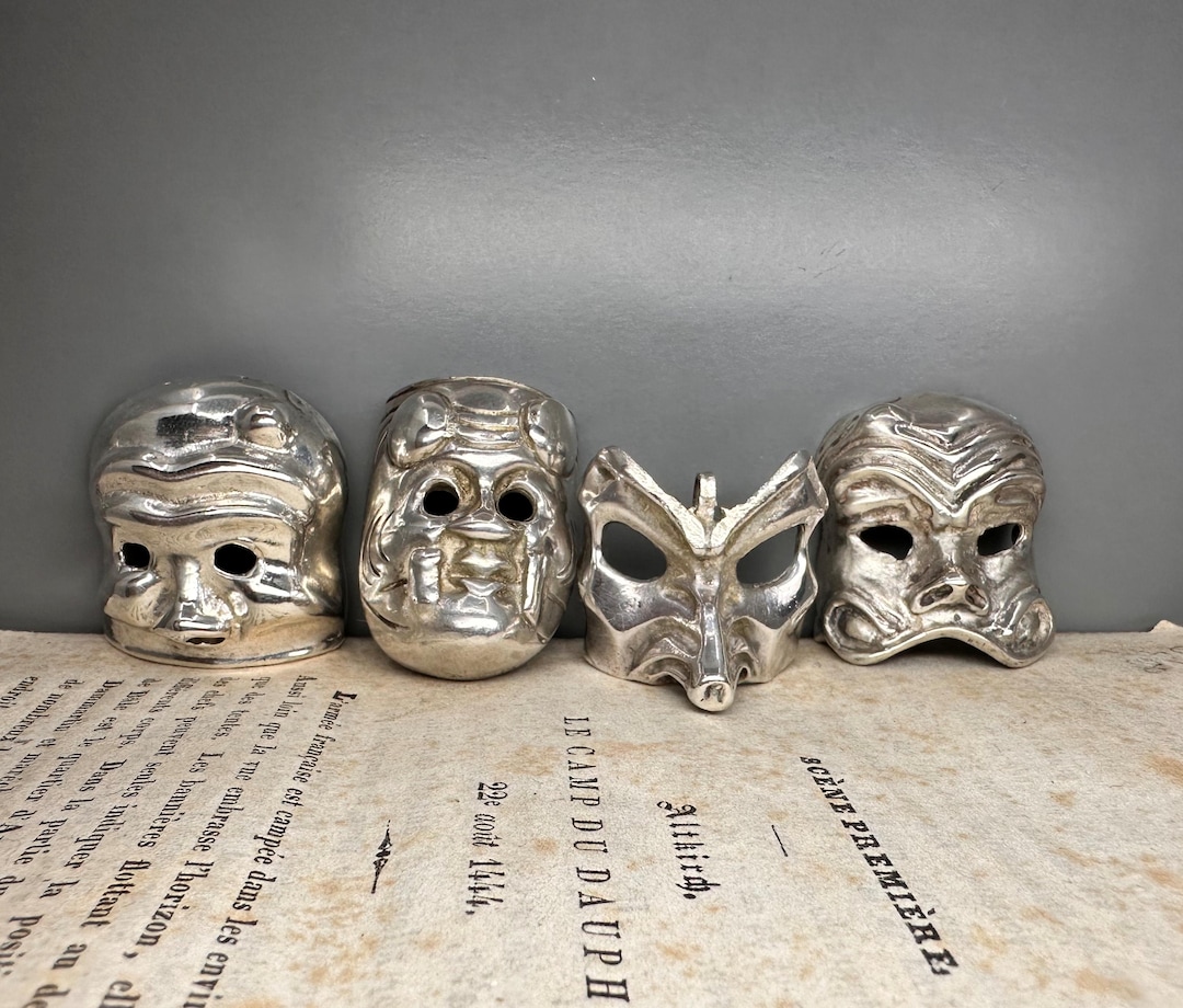 Commedia Dell'arte Characters, Silver Mask Pendant, Devil, Harlequin ...