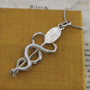 Vintage Silver Caduceus Pendant, Doctor Gift, Medical Symbol, Snake ...