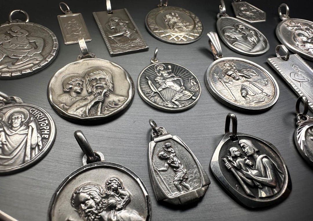 Vintage Silver St Christopher Pendant: French Patron Saint Medal - Etsy
