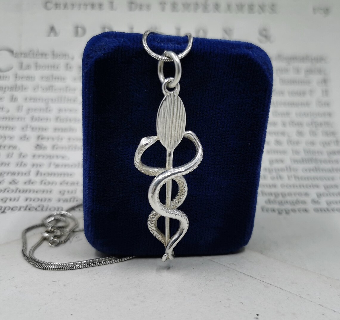 Vintage Silver Caduceus Pendant Doctor Gift Medical Symbol | Etsy