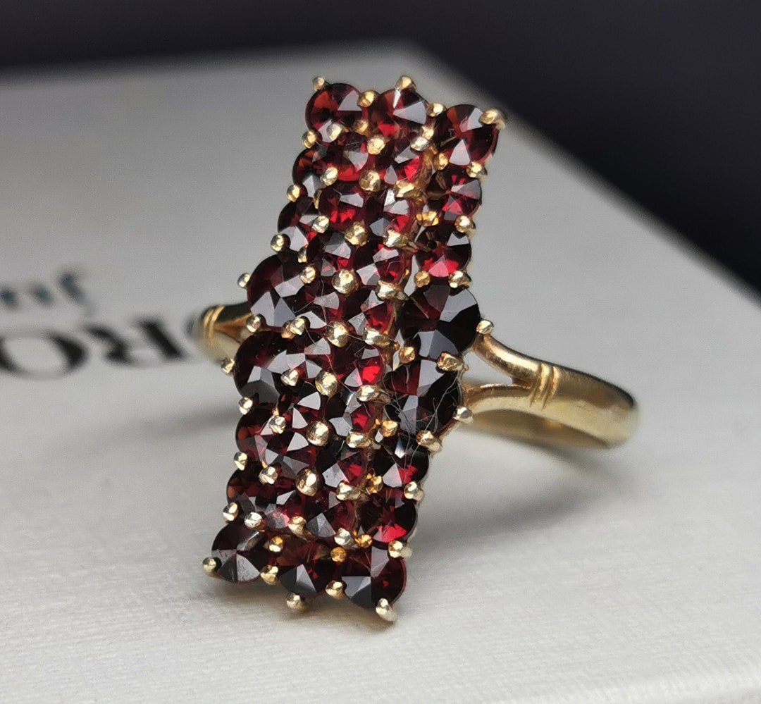 Silver Garnet Ring Antique German Ring Garnet Cluster Ring - Etsy