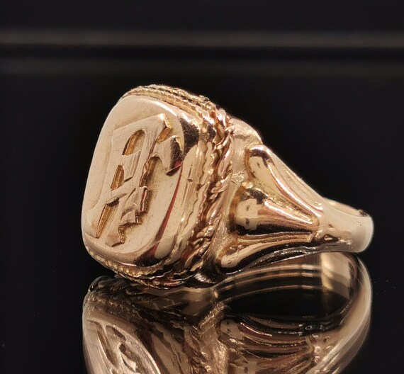 Antique German Signet Ring With Initials 'PF' 14k - Etsy
