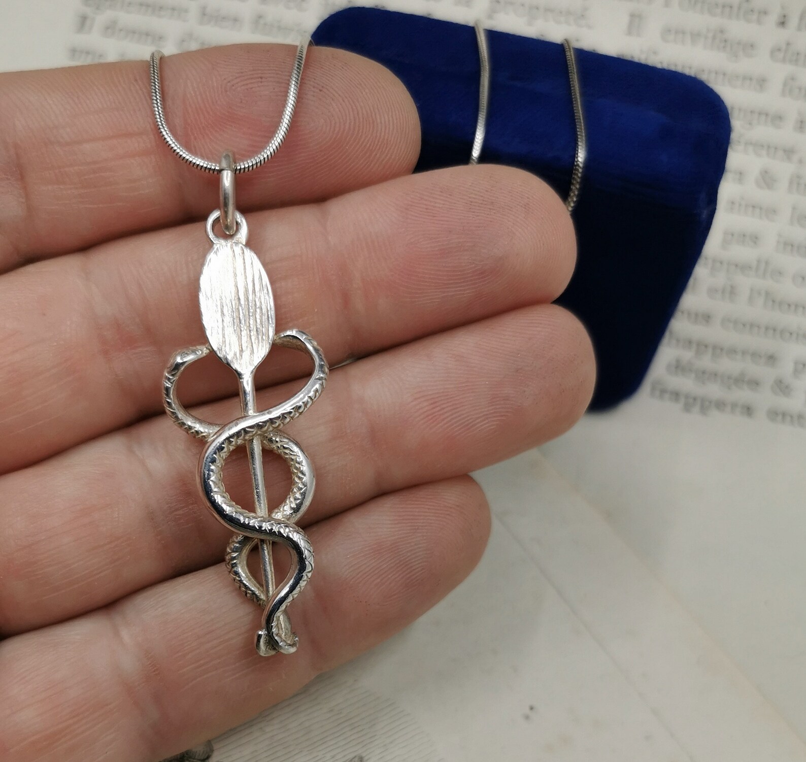 Vintage Silver Caduceus Pendant Doctor Gift Medical Symbol | Etsy