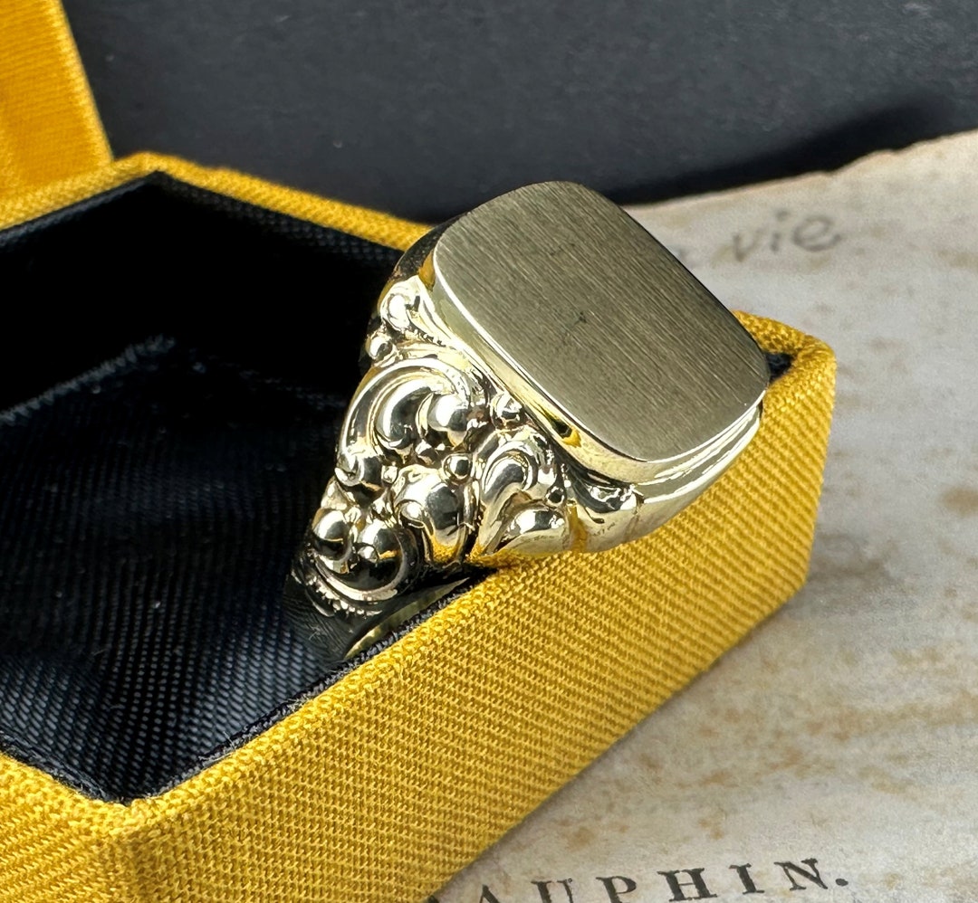 Vintage German Men's Signet Ring 8k Gold US Size 11 - Etsy
