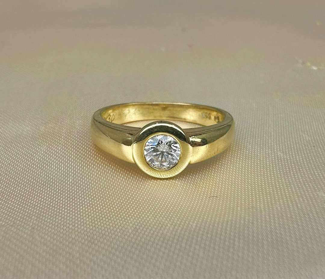 Vintage German 14k Gold Diamond Solitaire Ring - US Size 6 1/4 - Etsy