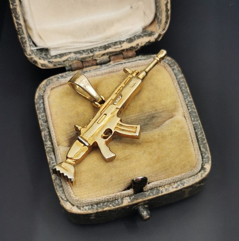 Vintage 925 Silver Machine Gun Charm Gun Pendant Rifle | Etsy
