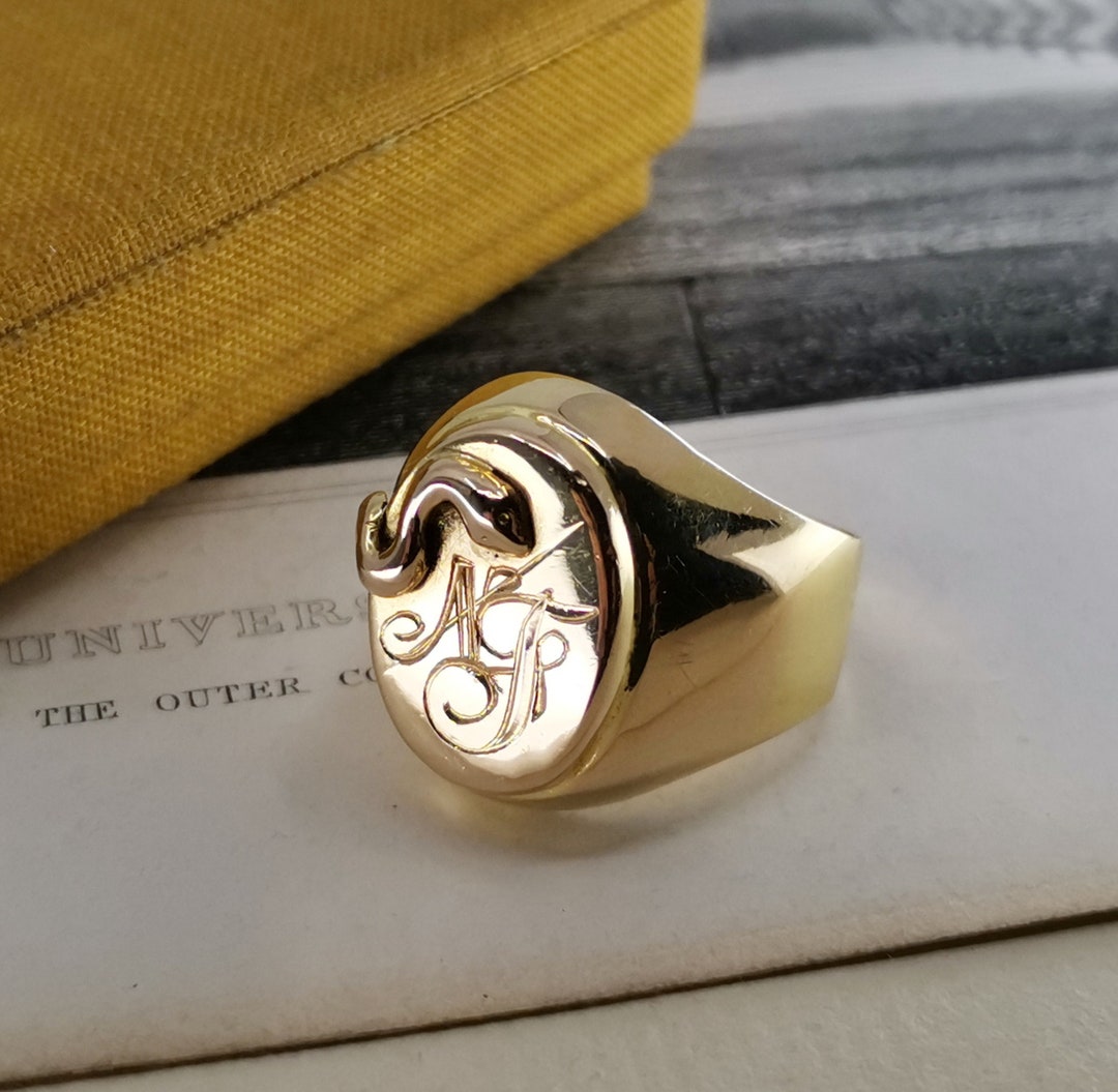 Vintage Italian Snake Signet Ring 18k Gold Ring Doctor Ring - Etsy