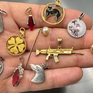 Vintage 925 Silver Machine Gun Charm, Gun Pendant, Rifle Pendant, 14k ...