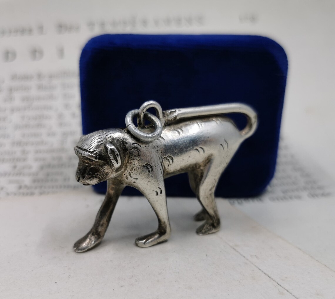 Antique Monkey Medallion Sterling Silver Statement Pendant | Etsy