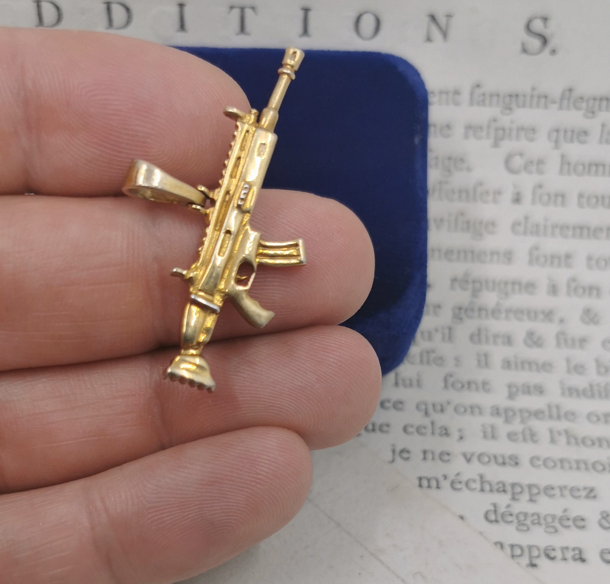 Vintage 925 Silver Machine Gun Charm Gun Pendant Rifle | Etsy