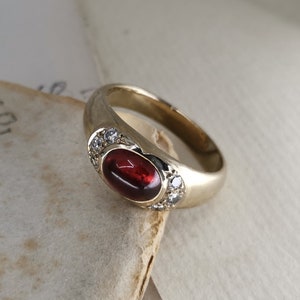 Vintage German 18k Gold Tourmaline & Diamond Ring Unisex - Etsy