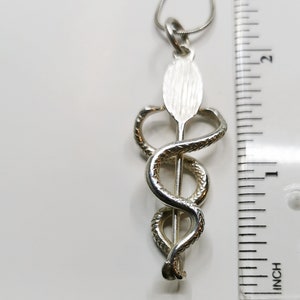Vintage Silver Caduceus Pendant, Doctor Gift, Medical Symbol, Snake ...