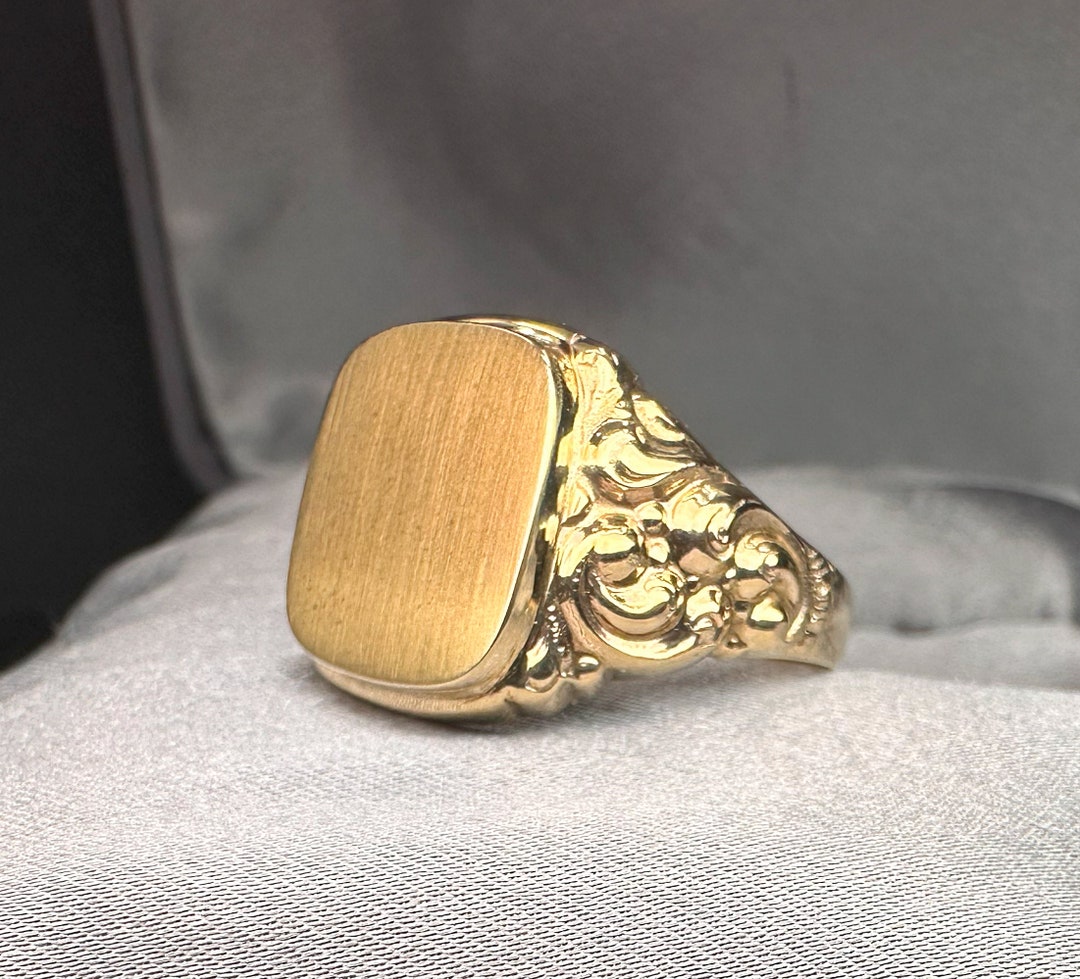 Vintage German Men's Signet Ring, 8k Gold, US Size 11 1/4 - Etsy