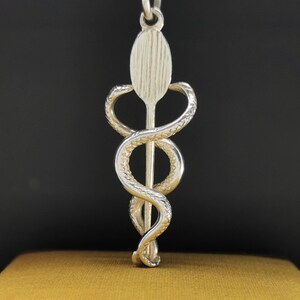 Vintage Silver Caduceus Pendant, Doctor Gift, Medical Symbol, Snake ...