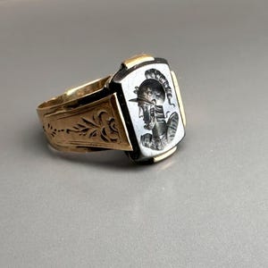 Antique 8k Gold Intaglio Ring: Carved Hematite Roman Soldier, US Size 5 ...