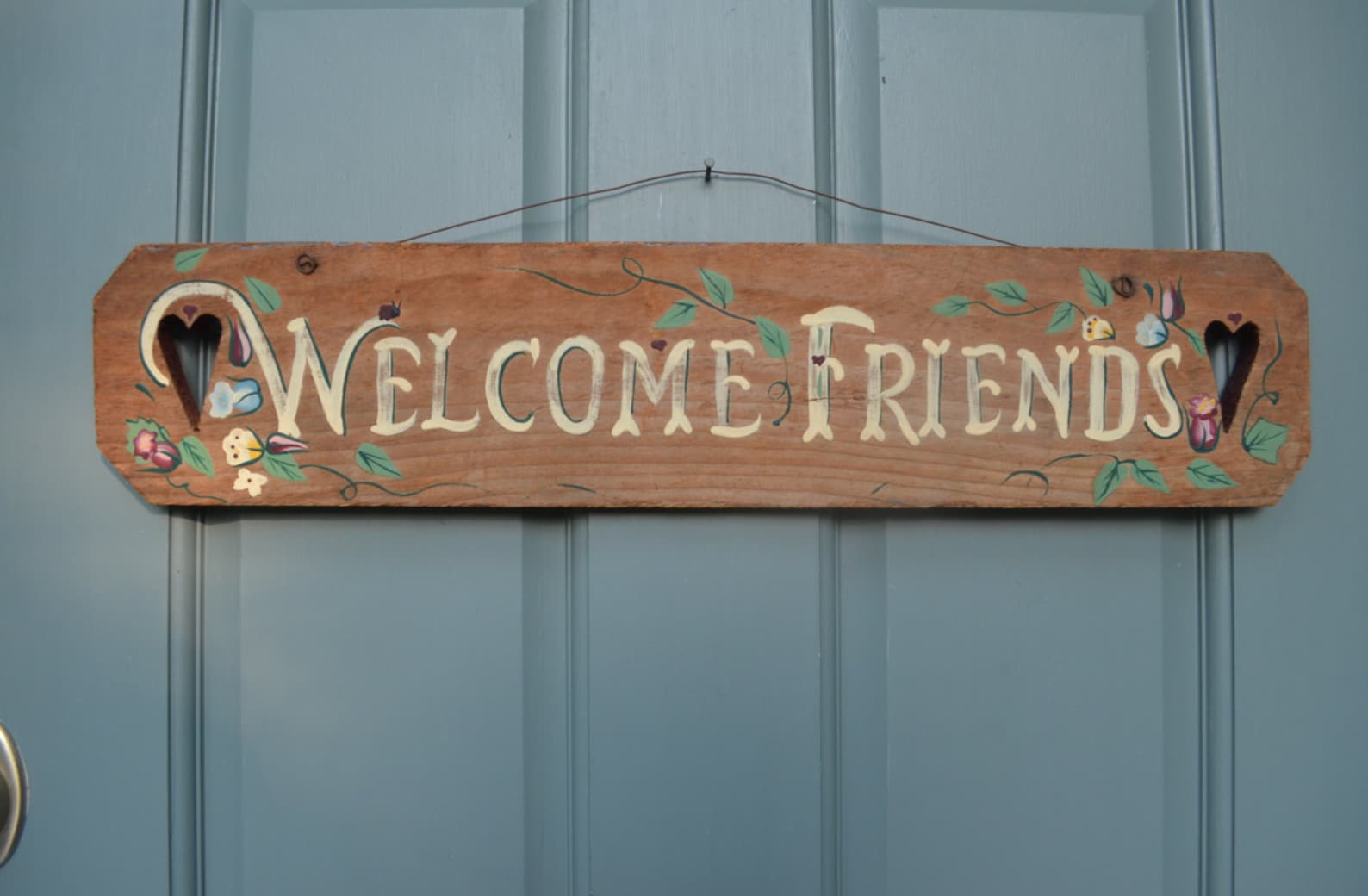 Handmade Welcome Sign Welcome Friends Sign Vintage Sign Blue | Etsy