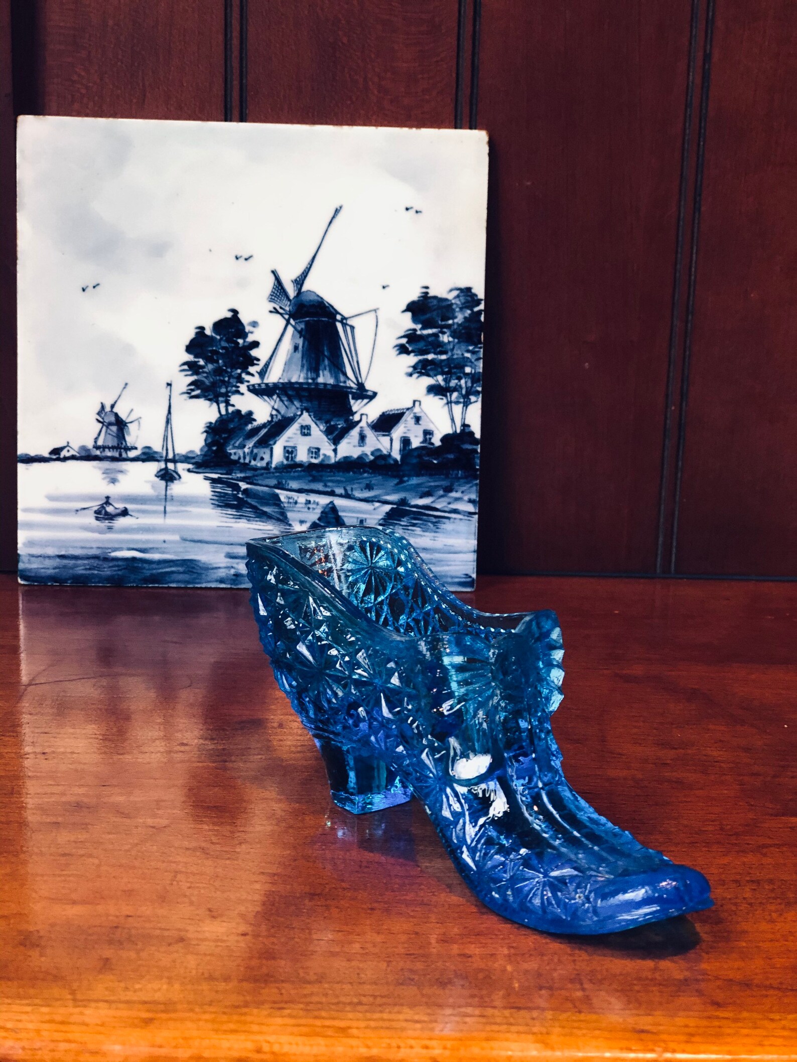 Blue Glass Boot Fenton Glass Daisy Button Pattern Collectible - Etsy