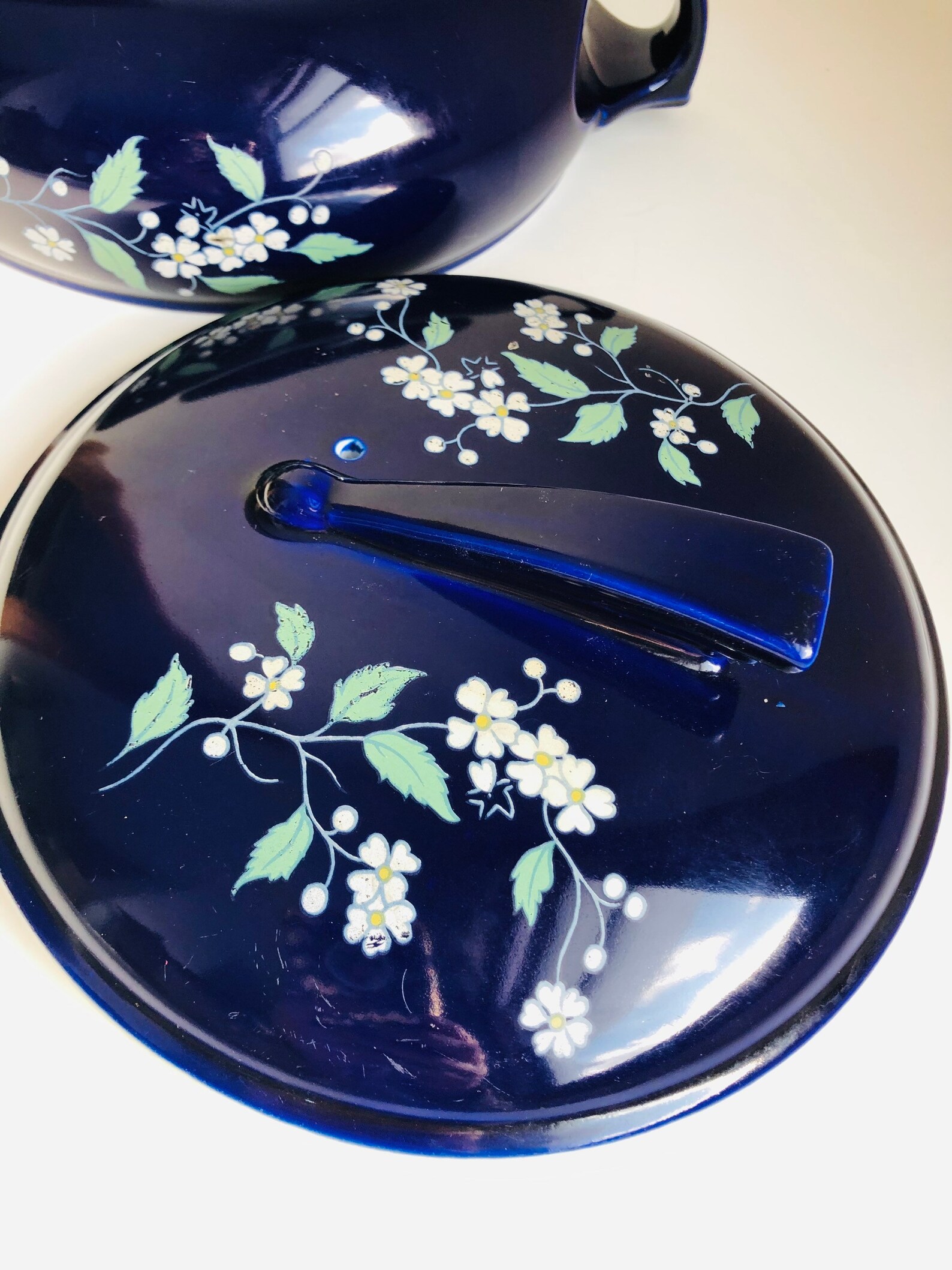 Hall Cobalt Blue Round Casserole Sundial Blue Garden Motif | Etsy