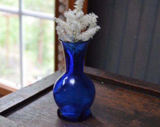 Small Blue Vase Cobalt Blue Vase Glass Anchor Hocking Bud Vase ...