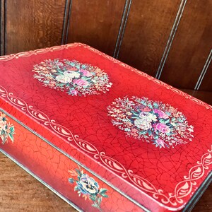 Vintage Red Floral Tins Collection of 3 Vintage Tins Farmhouse Decor ...
