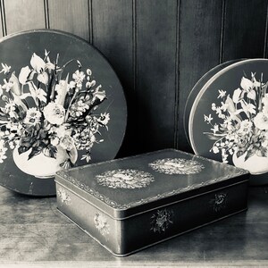Vintage Red Floral Tins Collection of 3 Vintage Tins Farmhouse Decor ...