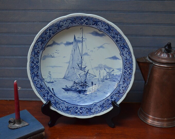 Boch Delft Plate Blue and White Delft Ceramic Plate Windmill Blue and ...