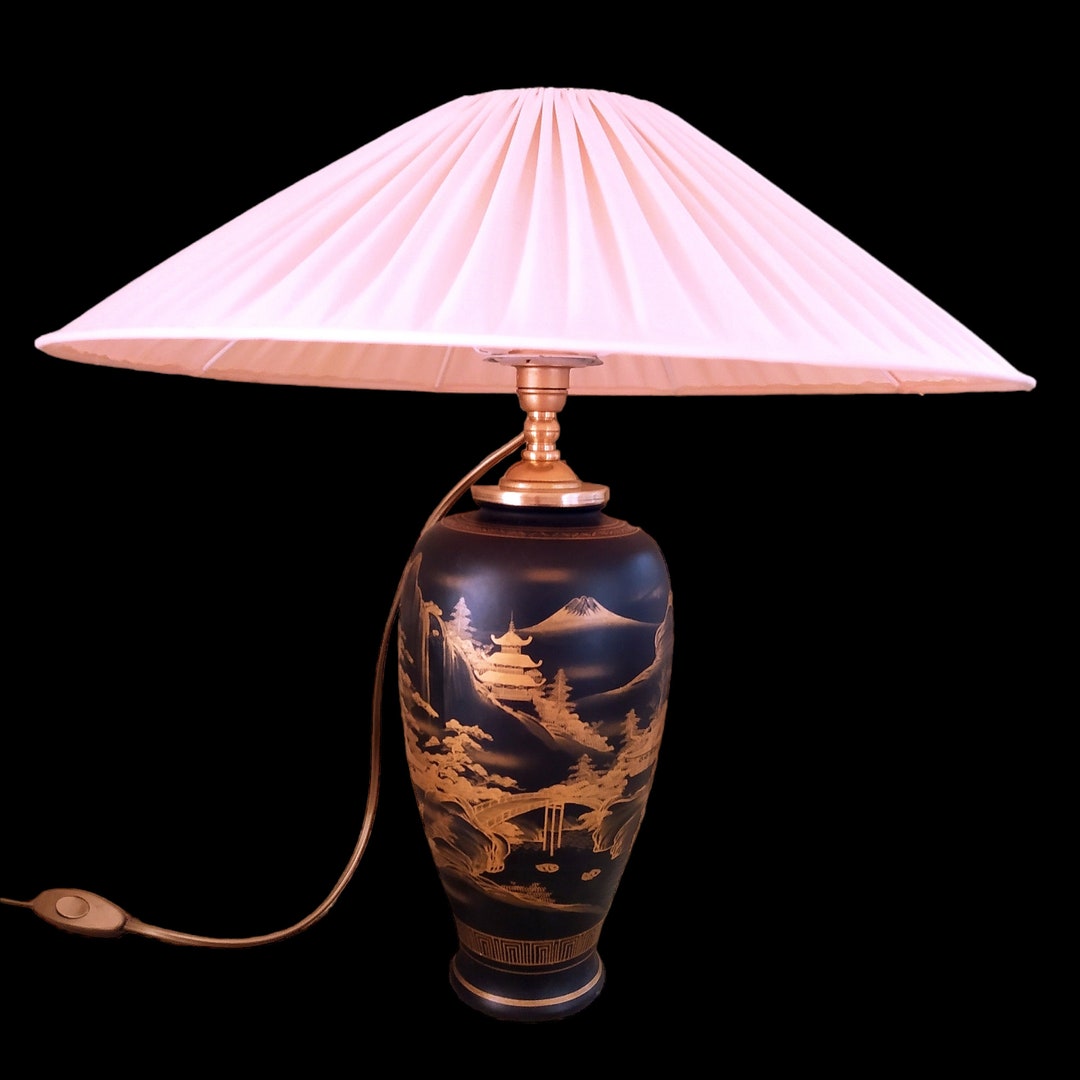 Vintage Japanese Satsuma Gilt Painted Porcelain Lamp - Etsy