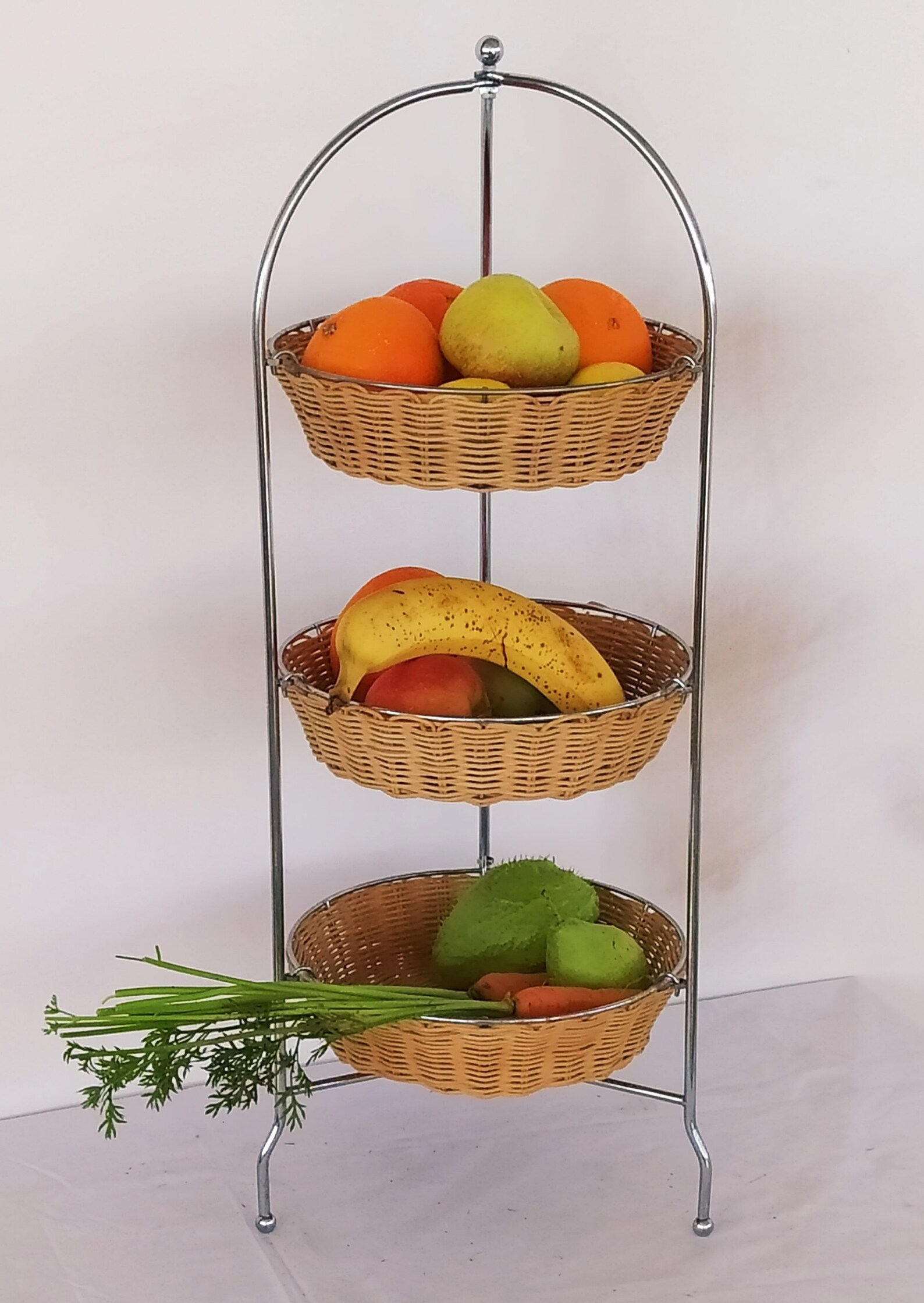 Rattan vegetable/fruit rack.Counter top rattanchrome fruit | Etsy