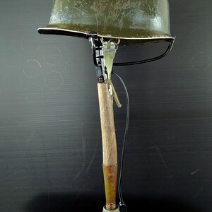 WW2 HELMET LAMP,WW2 Helmet Lamp With Trench Spade Base.handcrafted ...