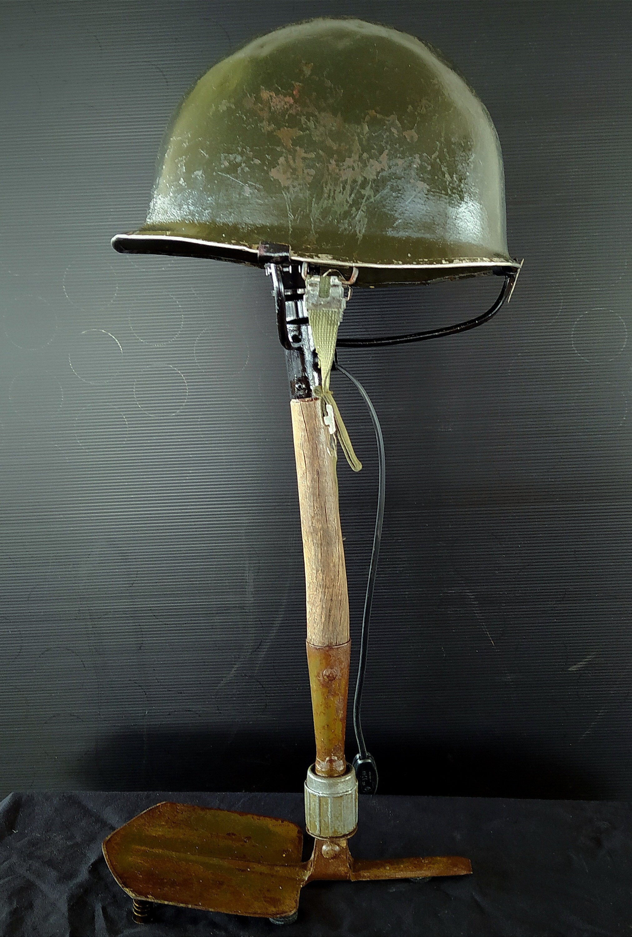 WW2 HELMET LAMP,WW2 Helmet Lamp With Trench Spade Base.handcrafted ...