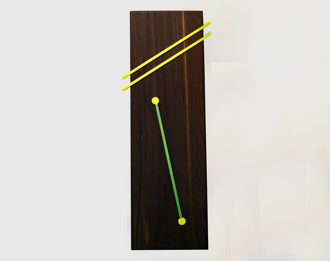 Wood Wall Art Ebonized Cedar With Inlaid 3D Yellow and Green Dye - Etsy