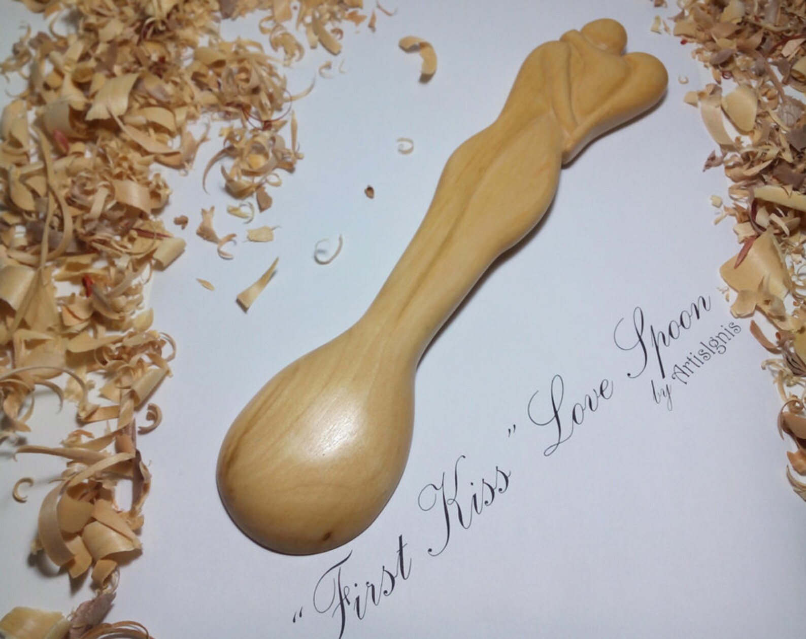 Love Spoon first Kiss Handcarved in Alder Wood - Etsy