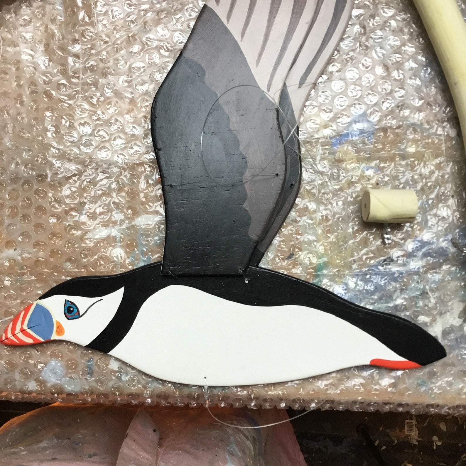 Flying wooden puffin | Etsy