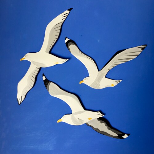 Set of 3 Flying Seagulls. Wall Decoration. - Etsy