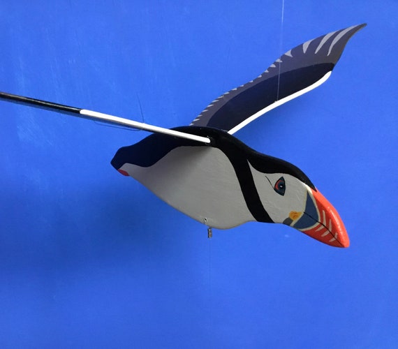 Flying wooden puffin | Etsy