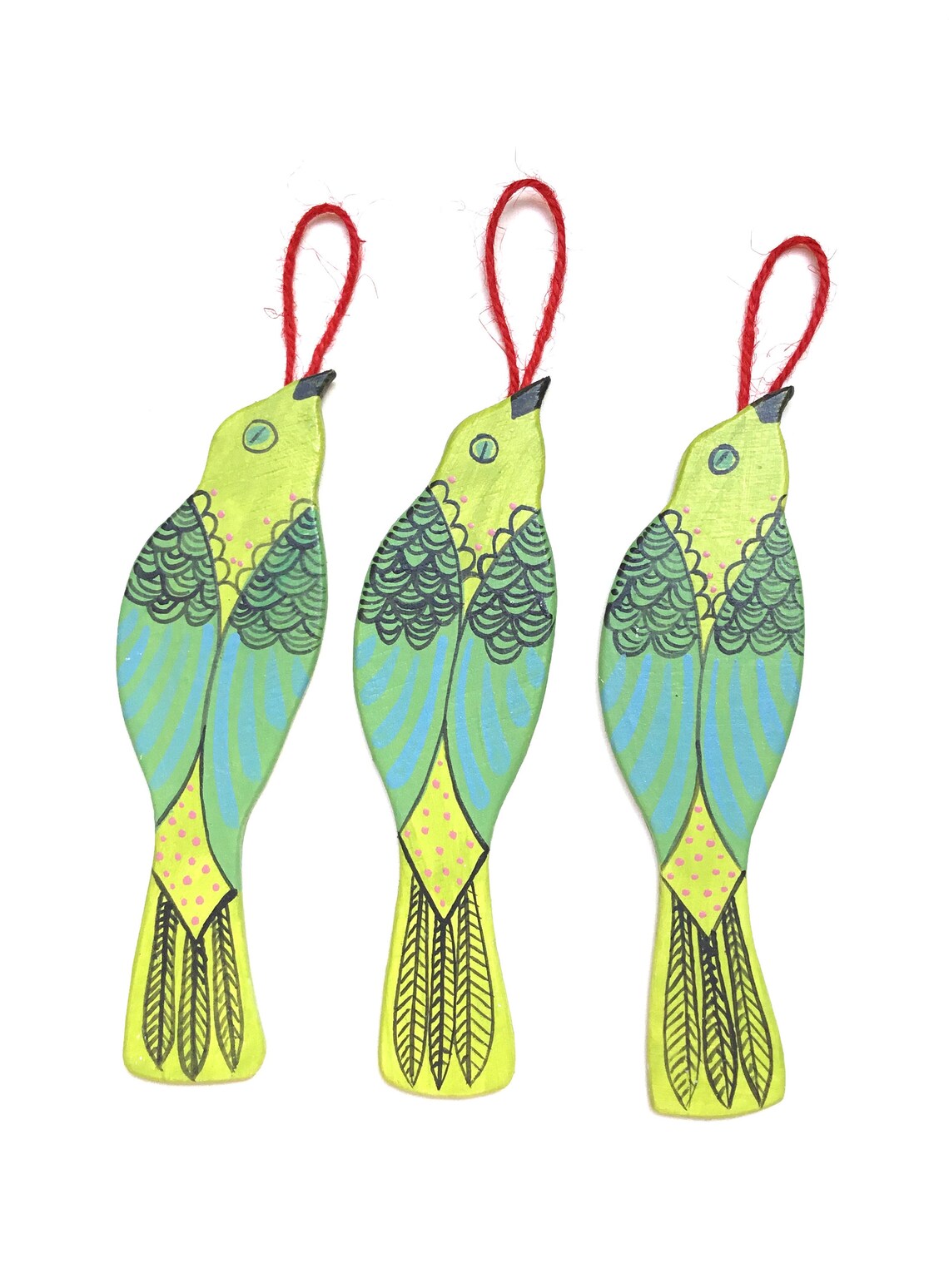 Wooden Hanging Bird. Handpainted Christmas Decoration. - Etsy