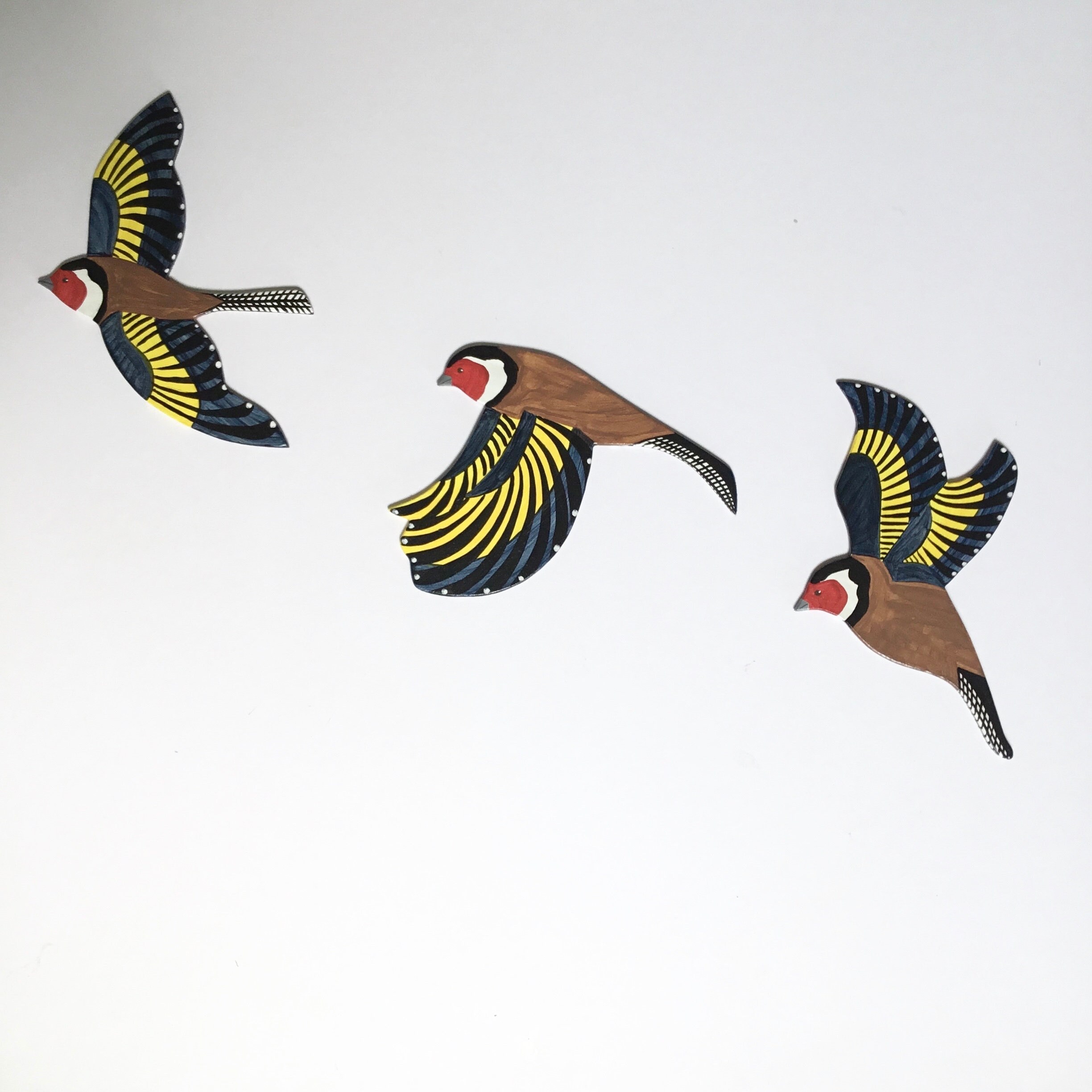 3 Flying Wooden Goldfinches Wall Decor - Etsy