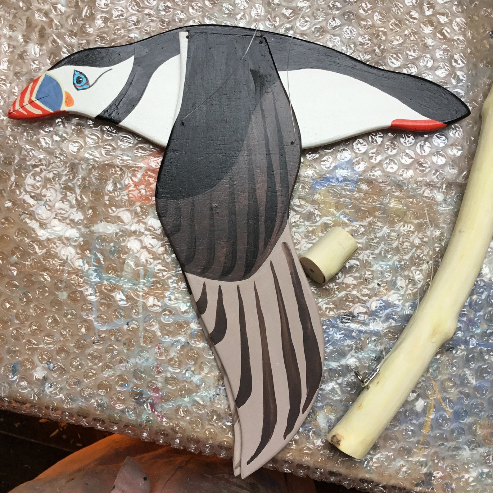 Flying wooden puffin | Etsy
