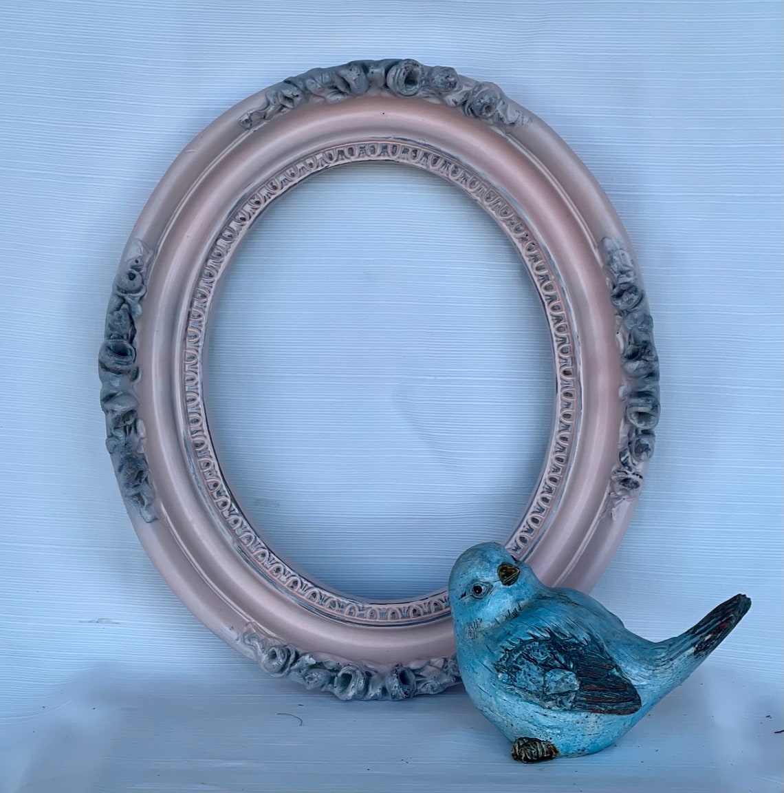 Oval Frame/ Vintage Oval Frame/ Pink Oval Frame/ Distressed - Etsy