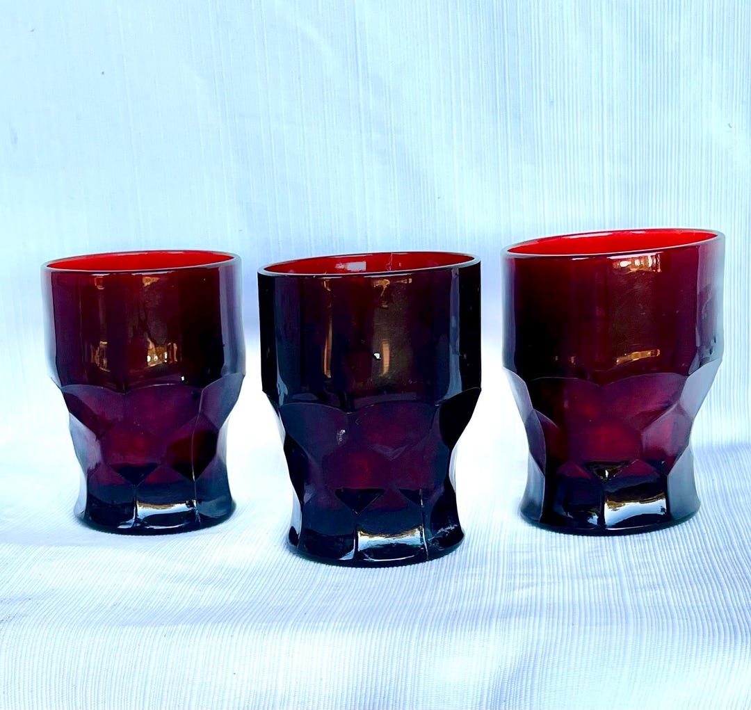 Ruby Red Juice Glasses/ Viking Juice Glasses/ Ruby Red Honeycomb ...