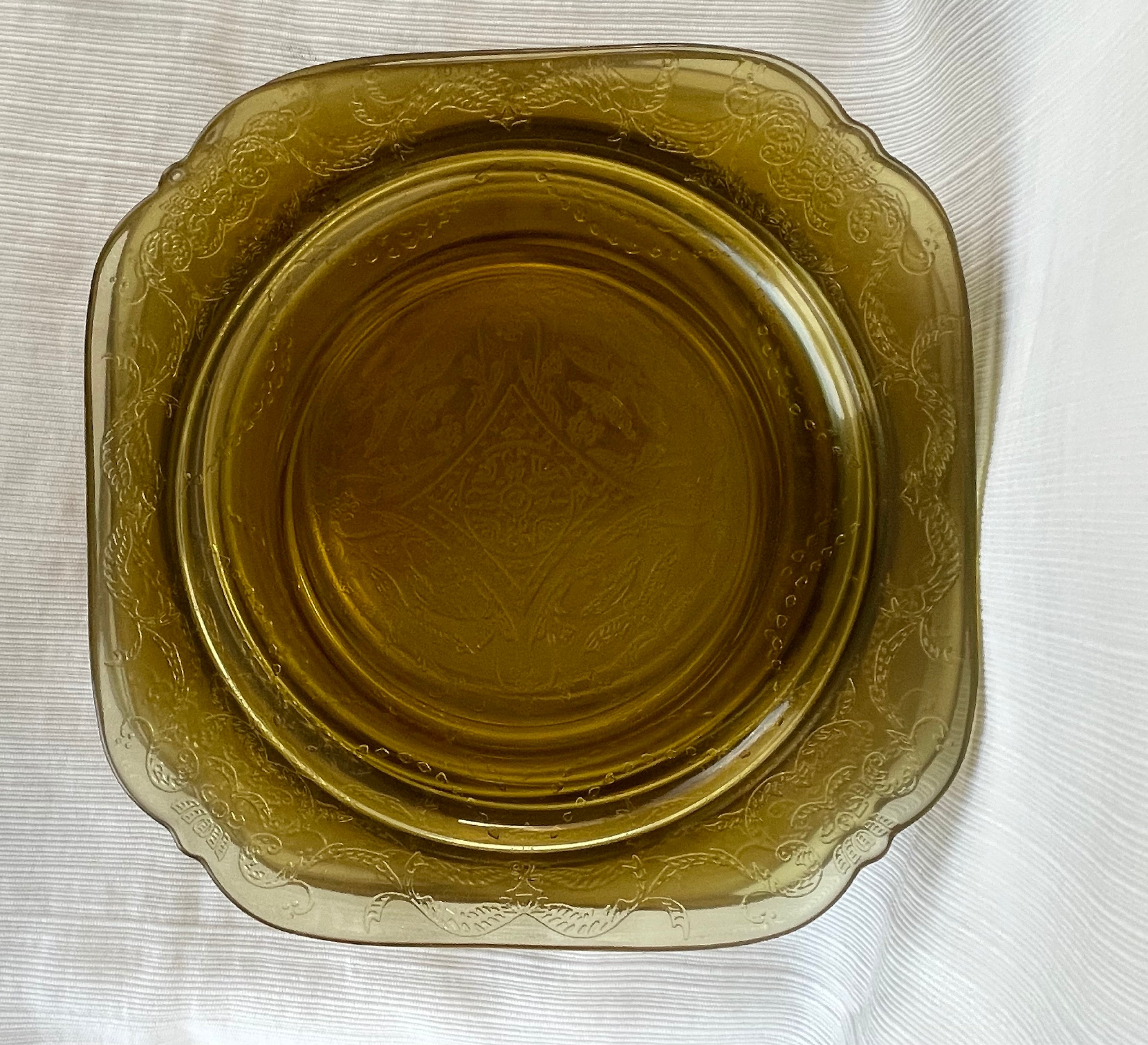 Set of Six Federal Glass Luncheon Plates/ Set of Six Vintage Glass ...