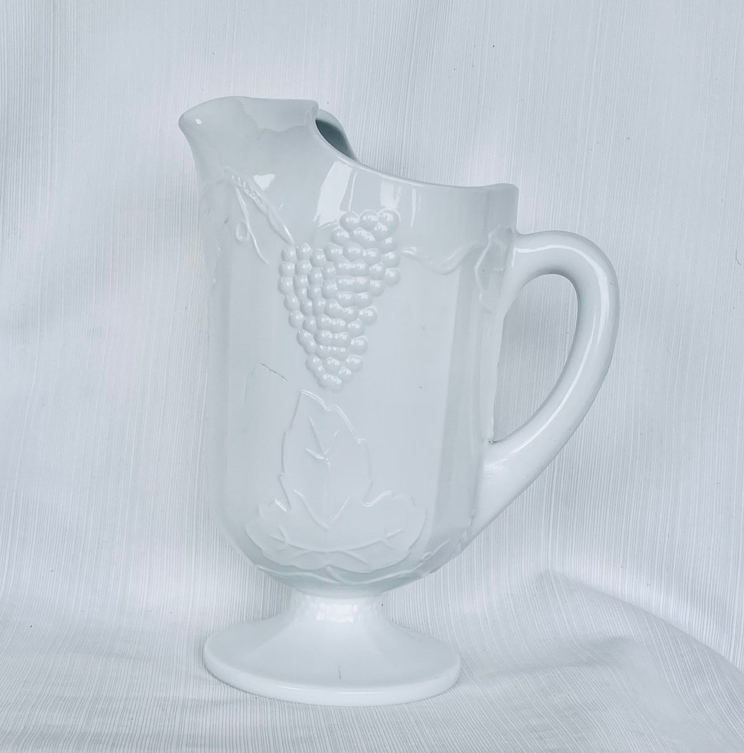 Milk Glass Pitcher/ Vintage Milk Glass Pitcher/ Indiana Glass Pitcher ...