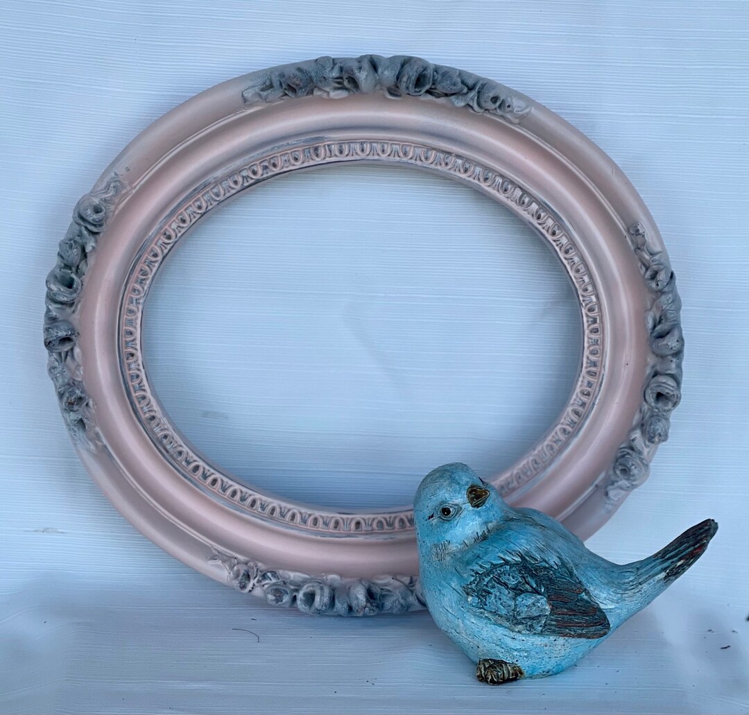 Oval Frame/ Vintage Oval Frame/ Pink Oval Frame/ Distressed - Etsy